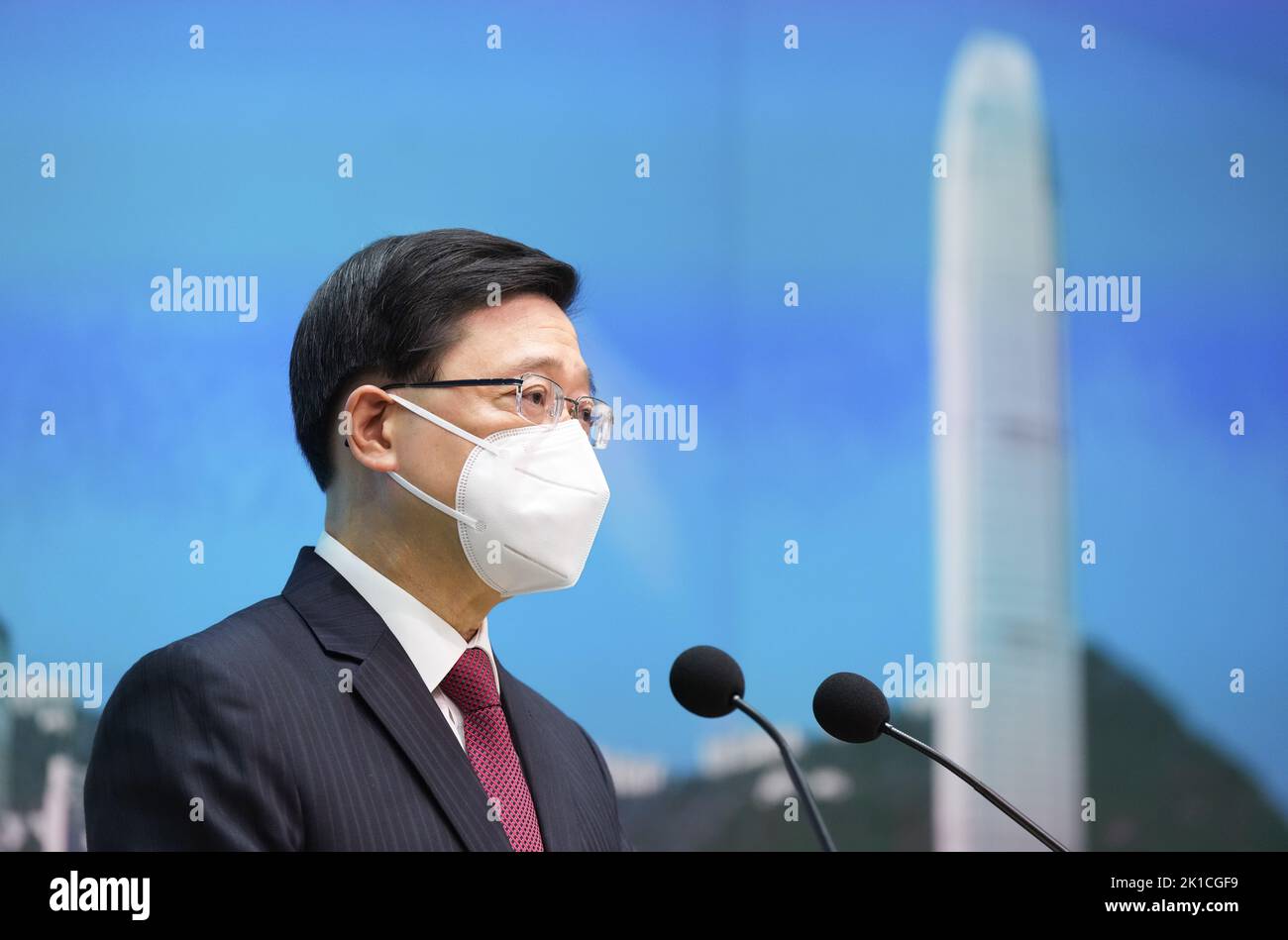 Chief Executive John Lee Ka-chiu meets the media before having a Exco ...