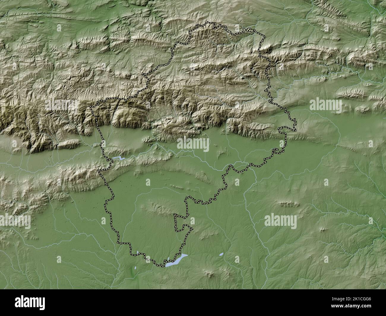 Sliven, province of Bulgaria. Elevation map colored in wiki style with ...