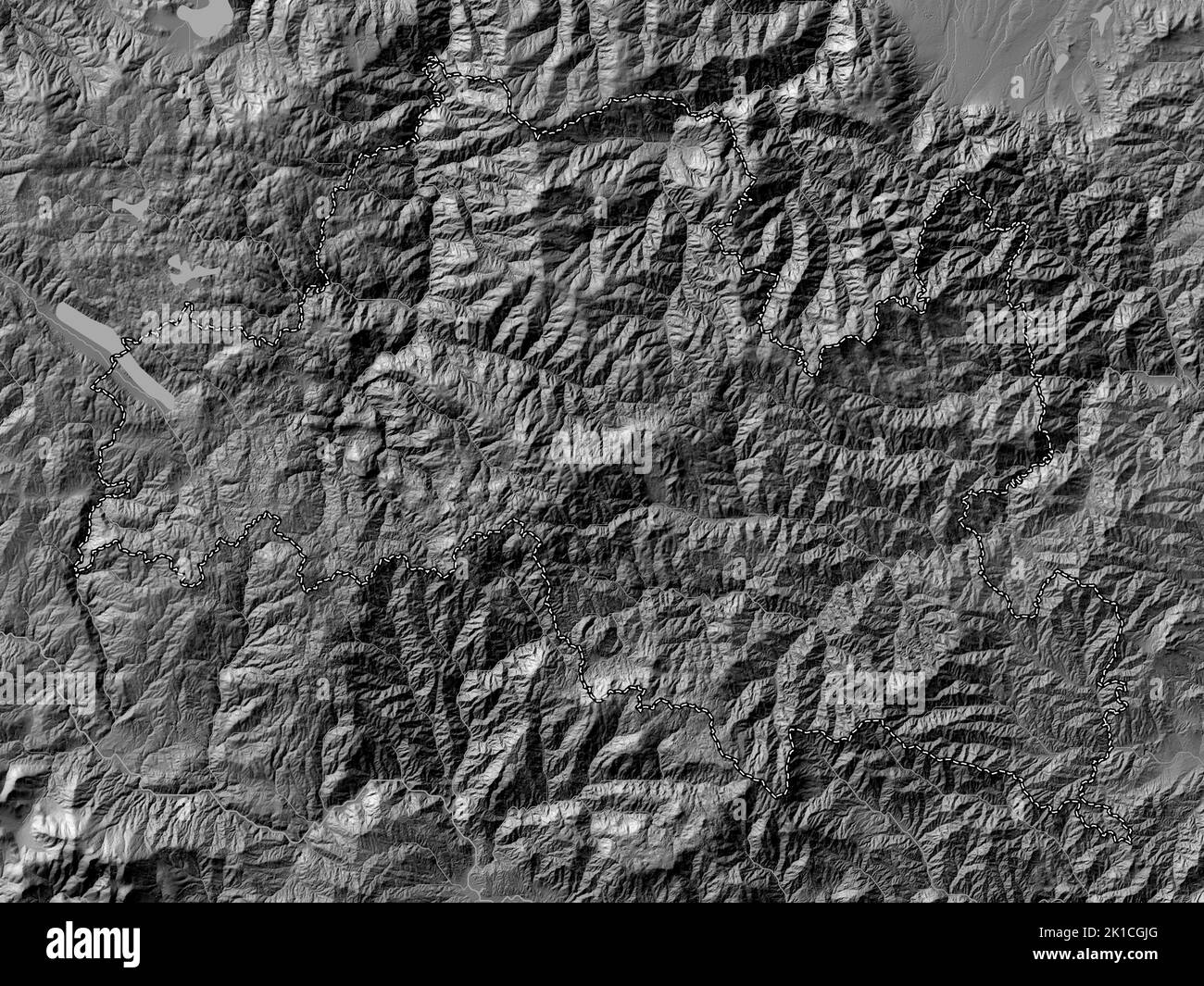 Smolyan, province of Bulgaria. Bilevel elevation map with lakes and ...