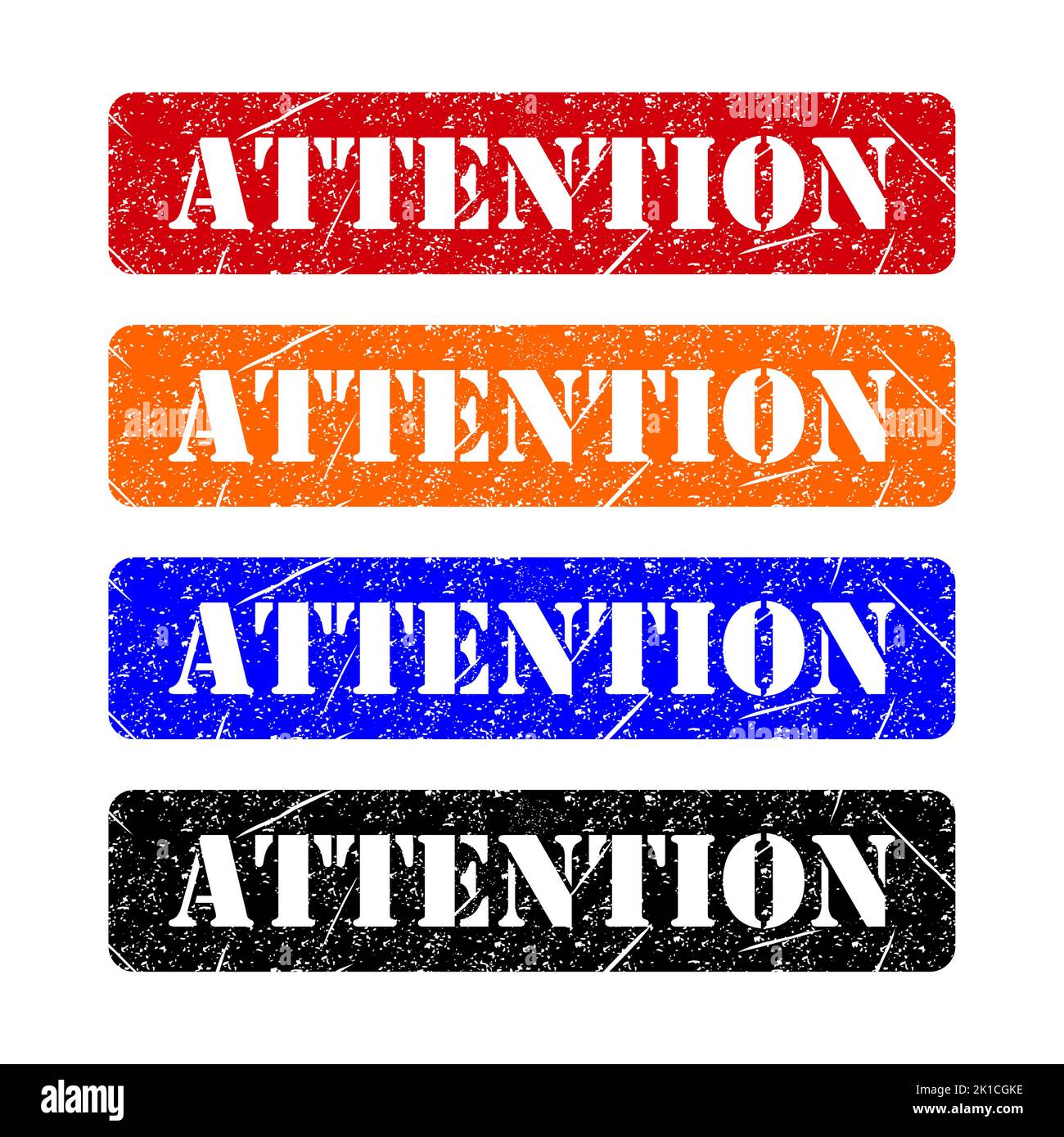 Set of Attention stamp symbol, label sticker sign button, text banner ...