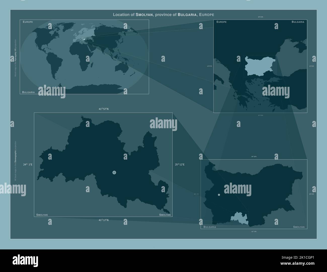 Smolyan, province of Bulgaria. Diagram showing the location of the ...