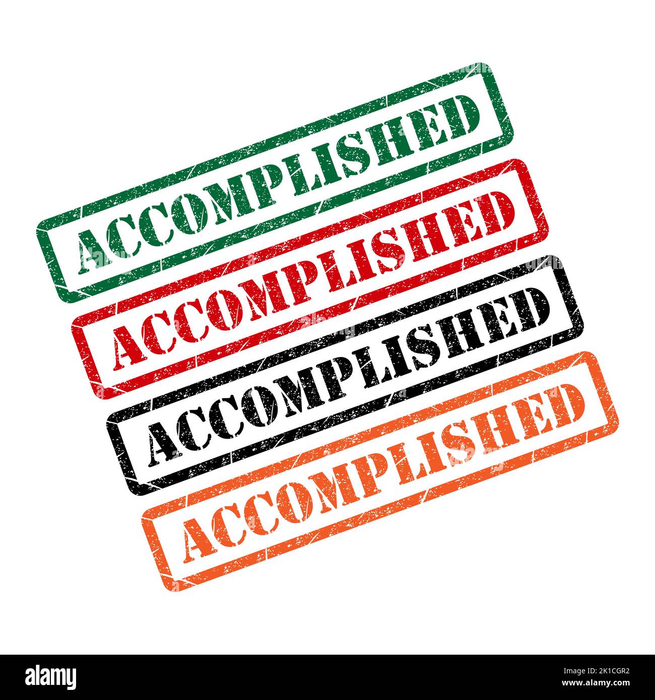 Set of Accomplished stamp symbol, label sticker sign button, text ...