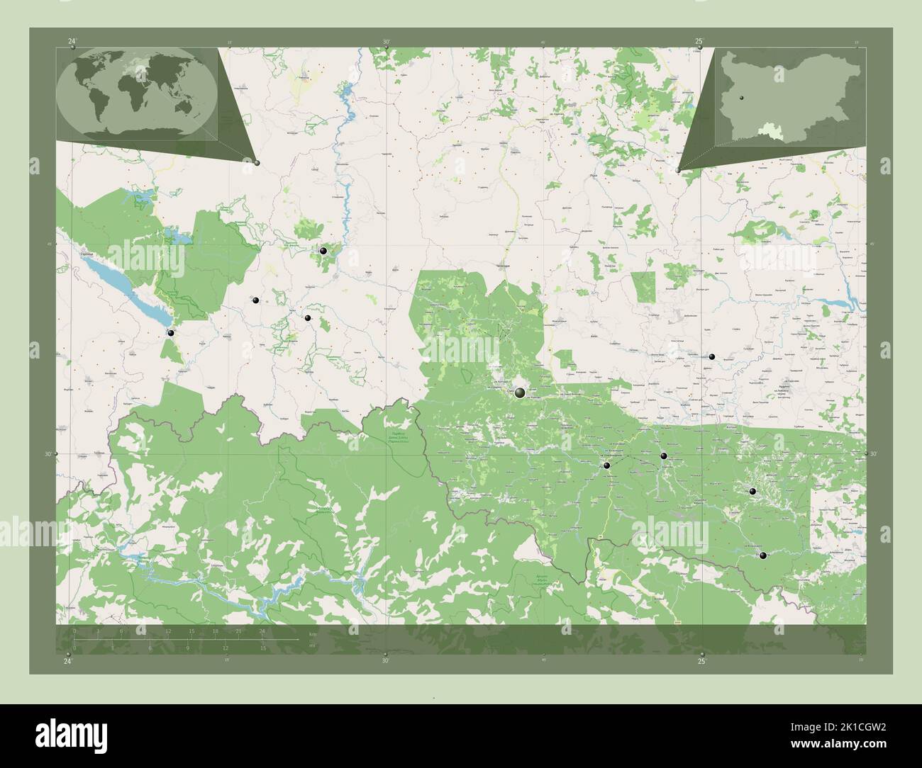 Smolyan, province of Bulgaria. Open Street Map. Locations of major ...