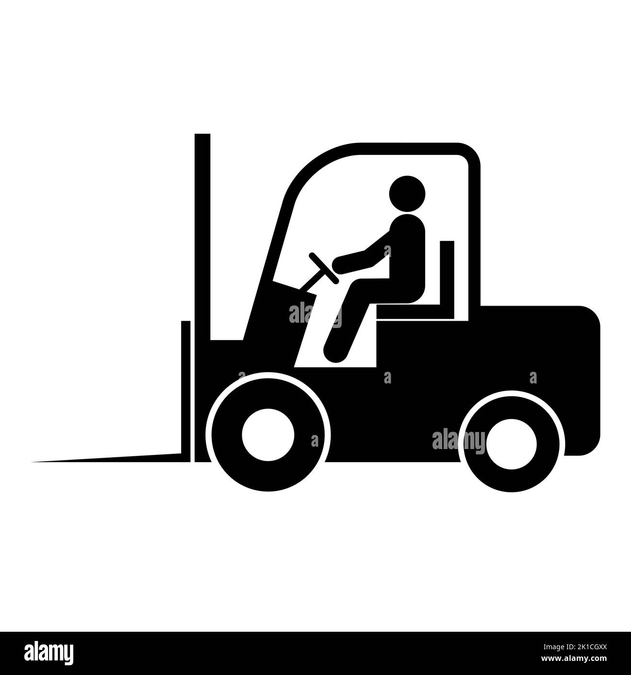 Forklift transport icon, industry vehicle machine symbol, fork truck ...