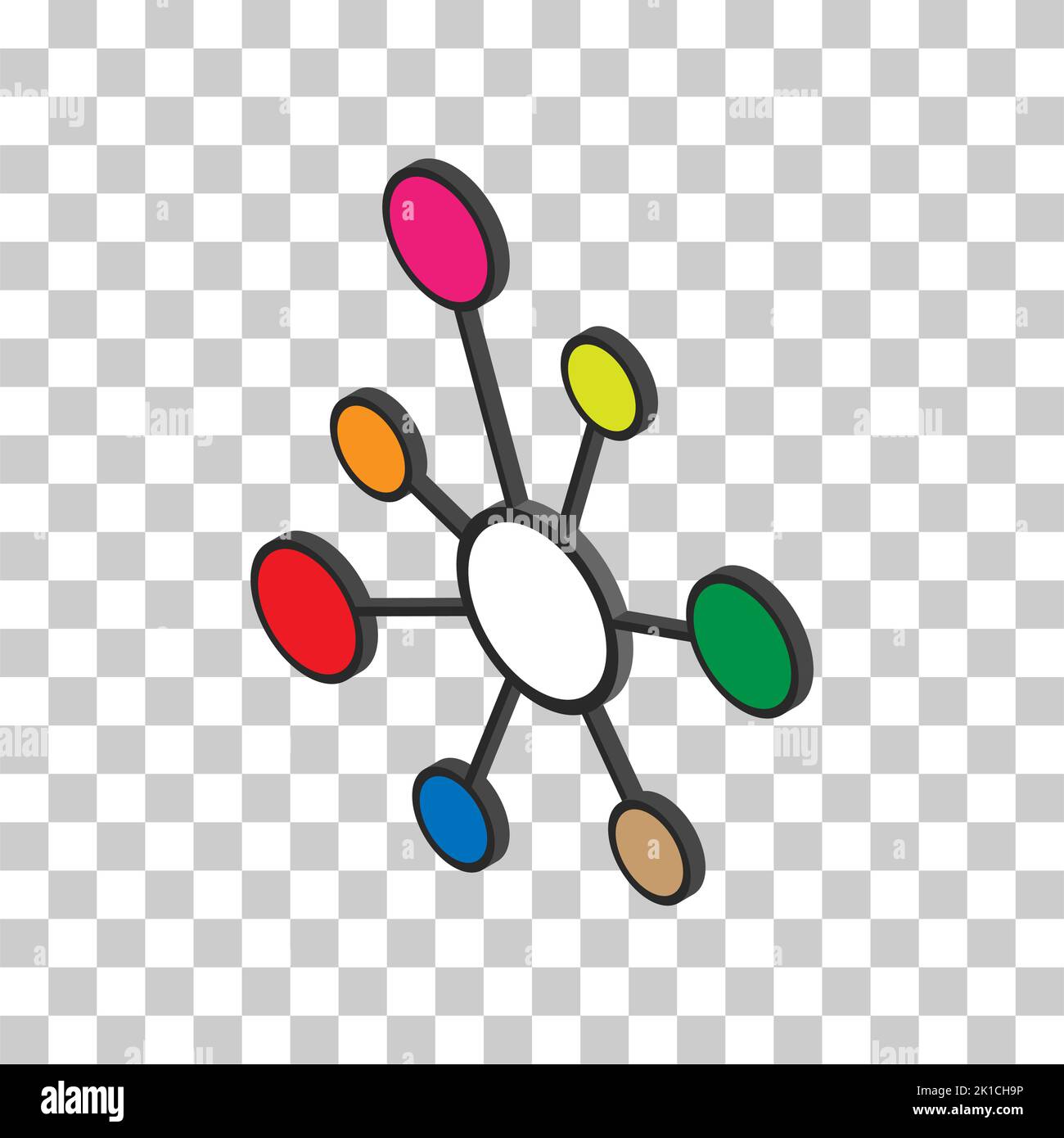 Hub isometric network icon, connect structure vector symbol isolated ...