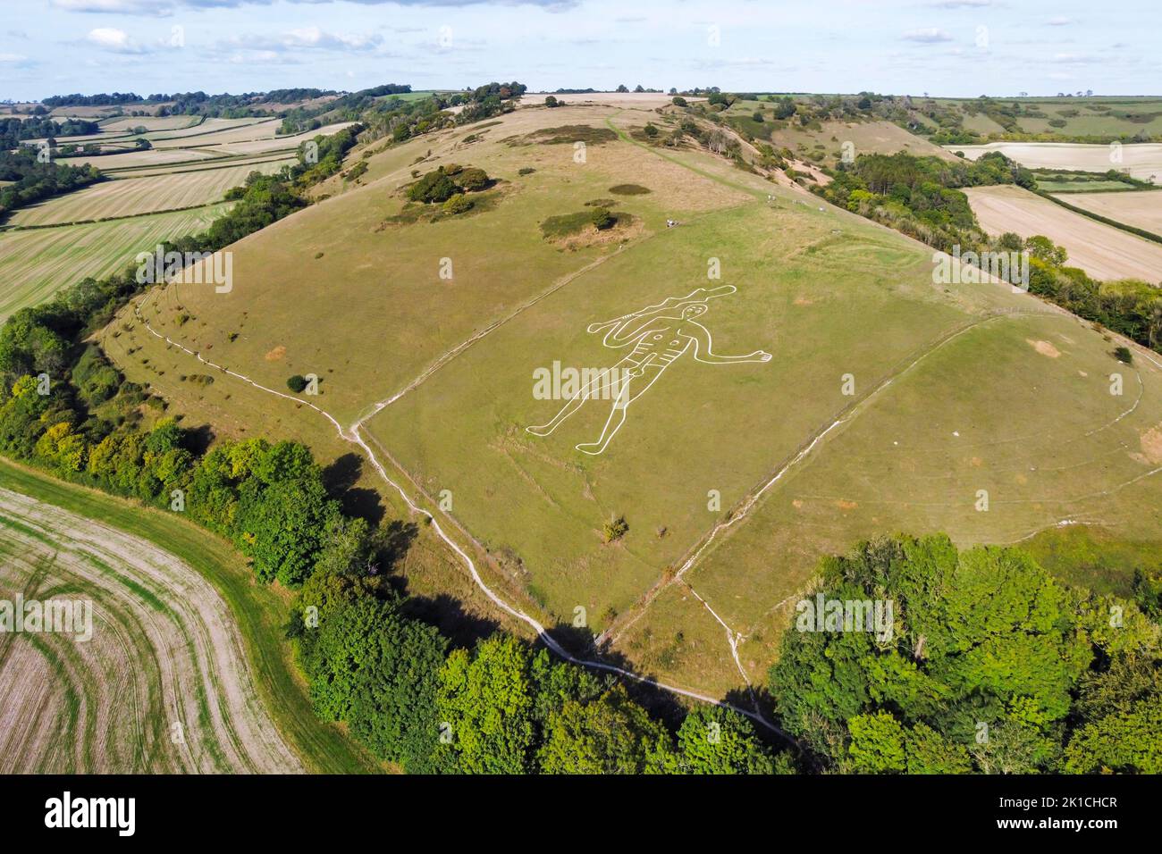Cerne Abbas, Dorset, UK. 17th September 2022. UK Weather. View from the ...