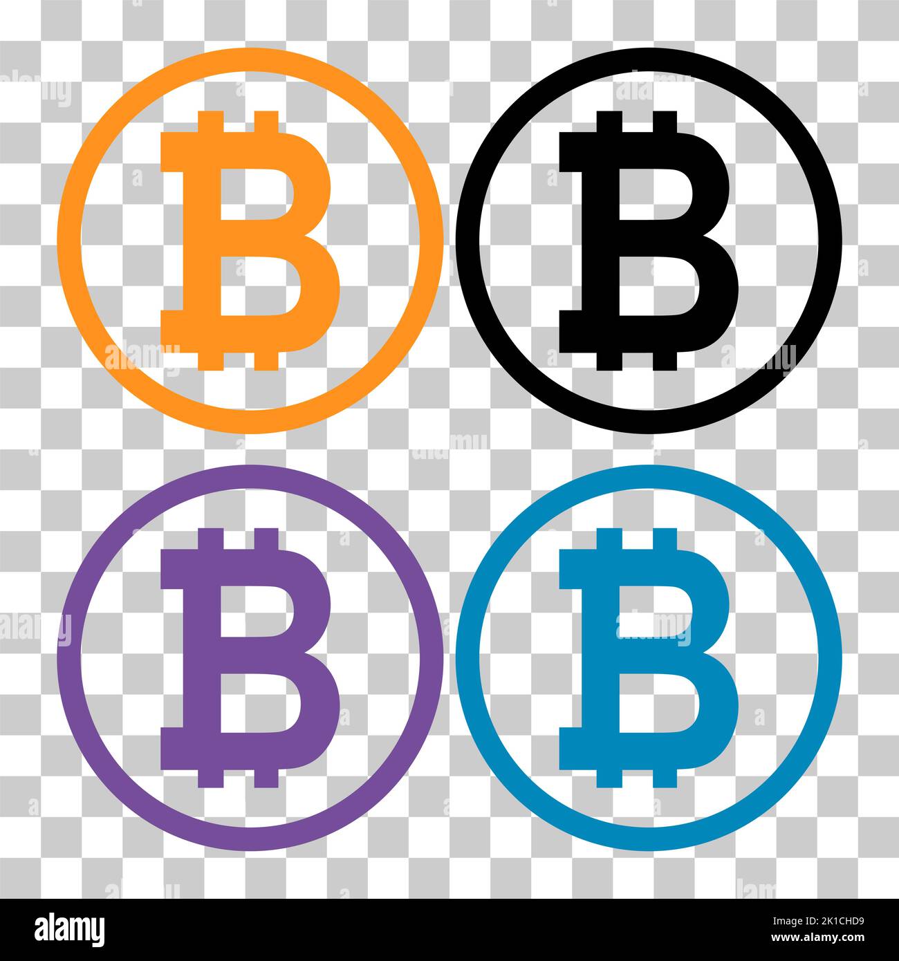Set of Bitcoin web coin, internet electronic crypto design symbol ...
