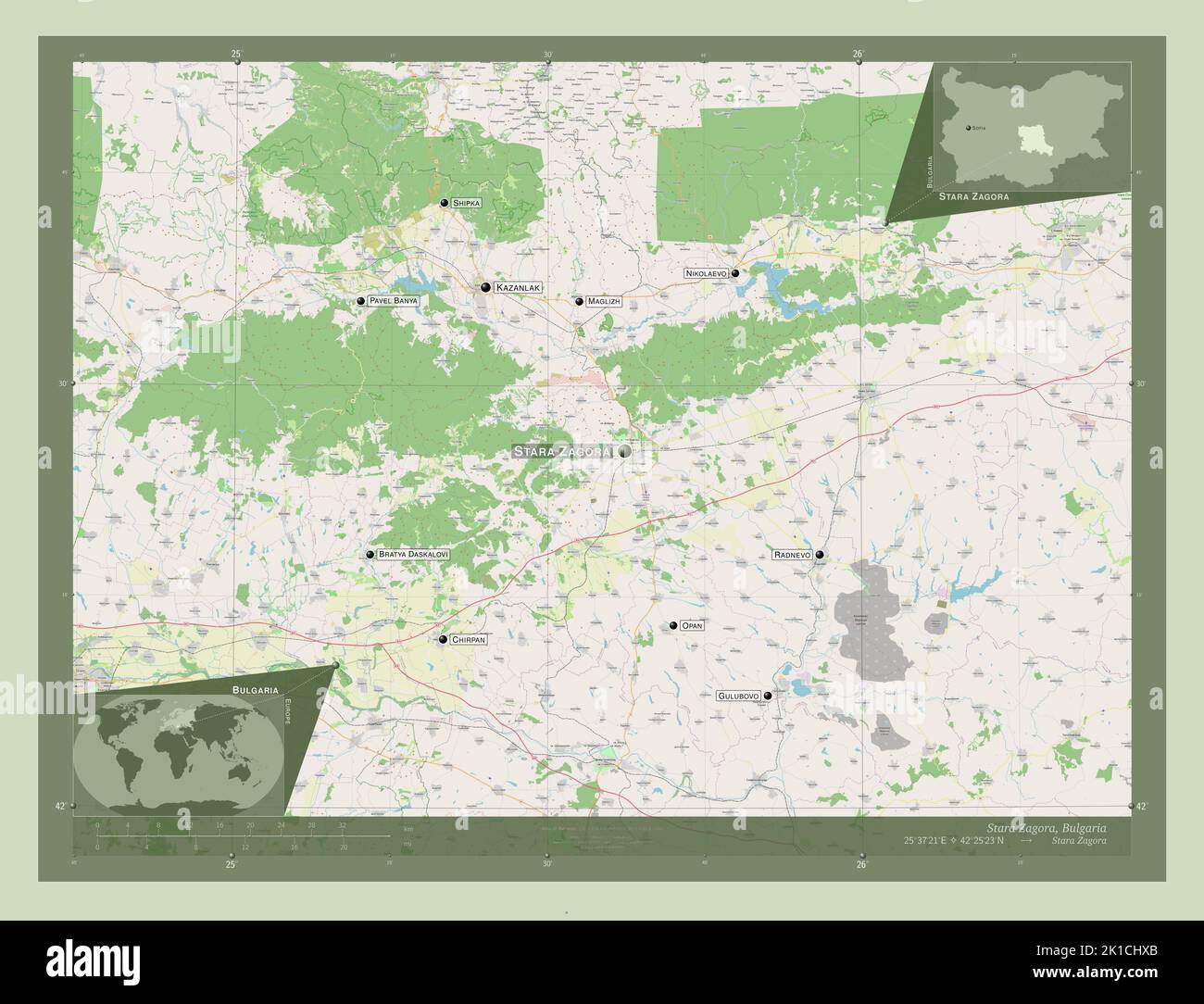 Stara Zagora, province of Bulgaria. Open Street Map. Locations and ...