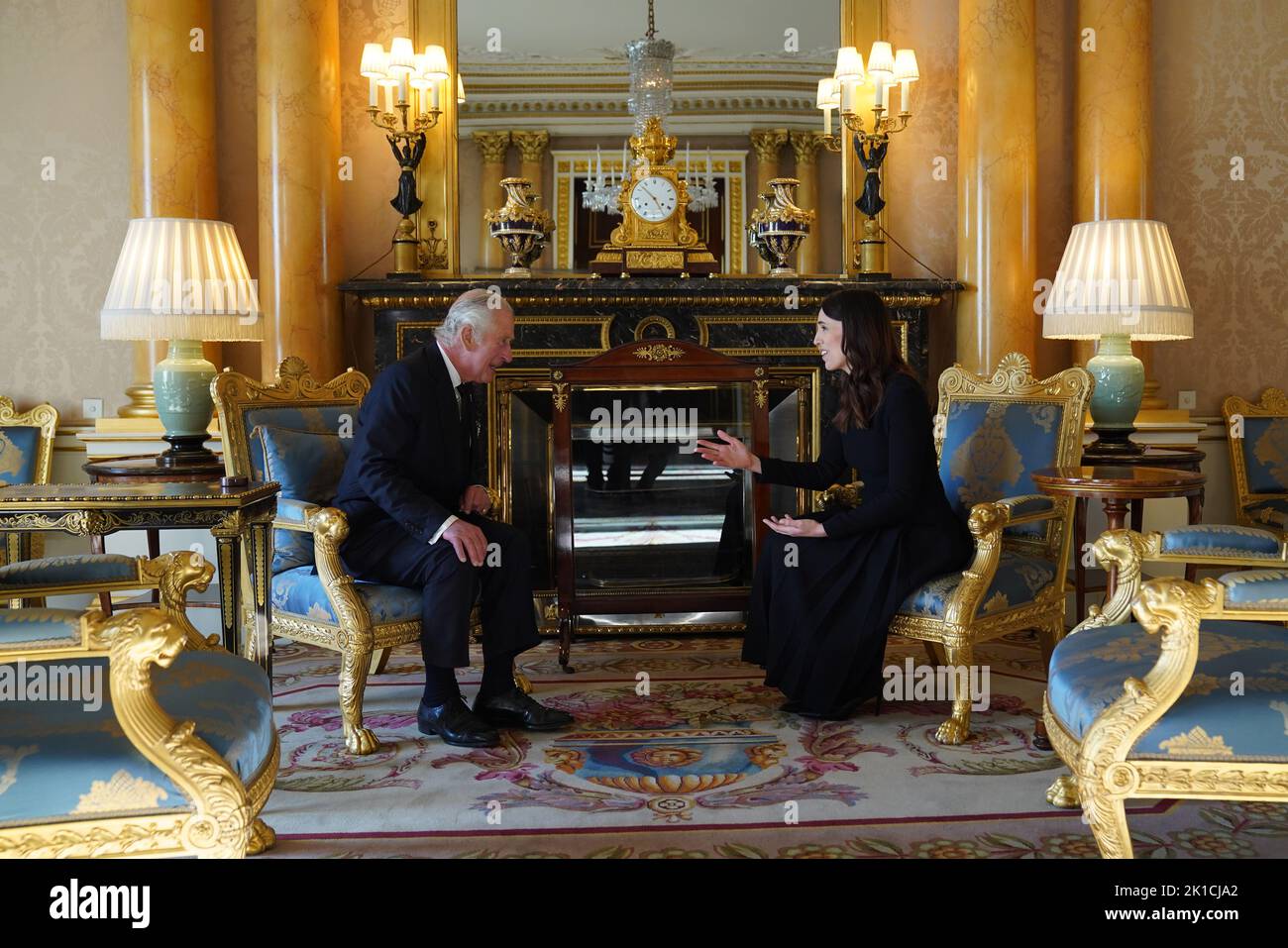 King Charles III speaks with Prime Minister of New Zealand, Jacinda ...
