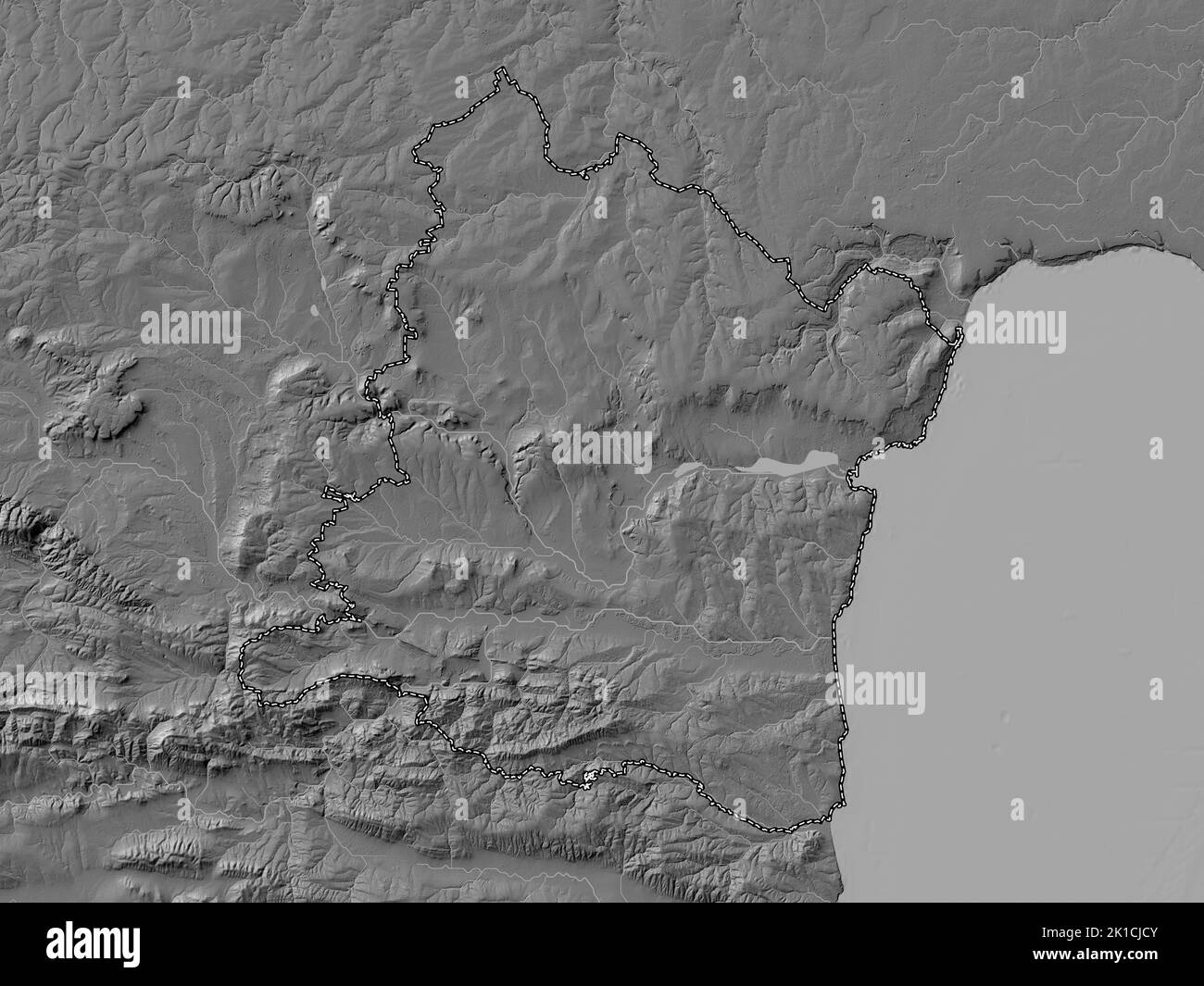 Varna, province of Bulgaria. Bilevel elevation map with lakes and ...