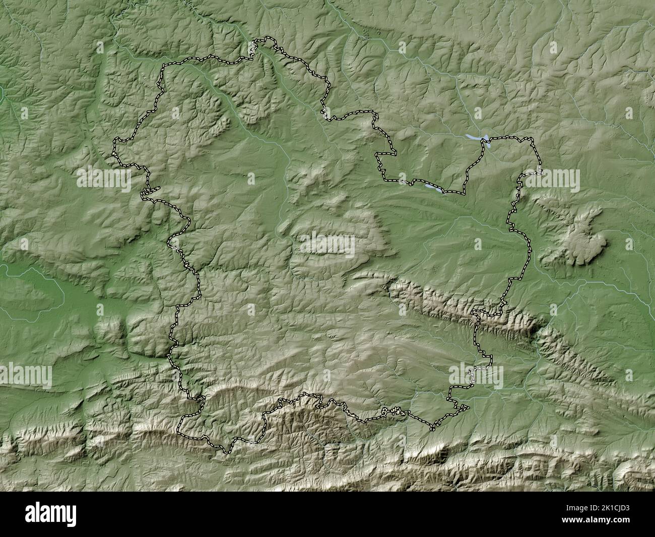 Targovishte, province of Bulgaria. Elevation map colored in wiki style ...