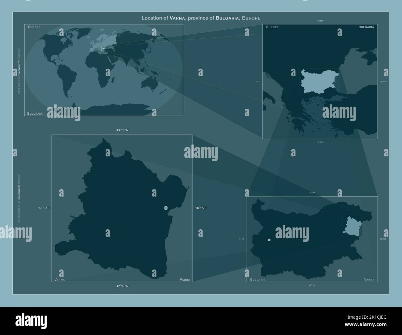 Varna, province of Bulgaria. Diagram showing the location of the region ...