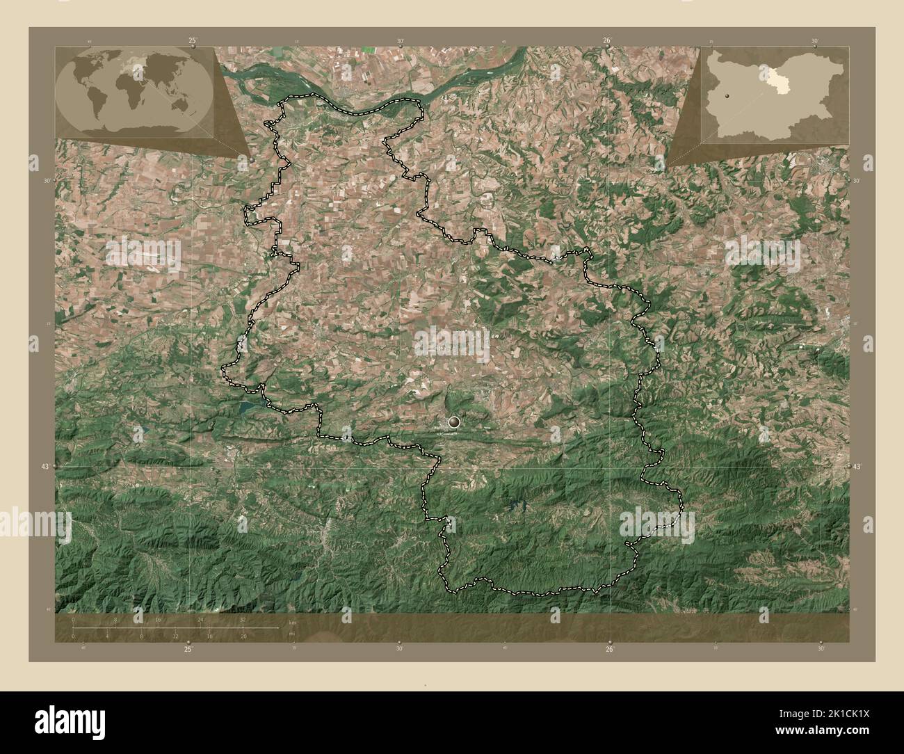 Veliko Tarnovo, province of Bulgaria. High resolution satellite map ...