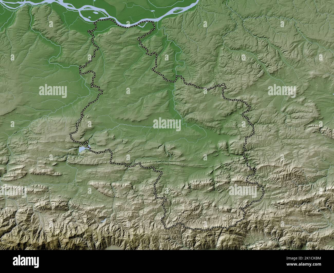 Veliko Tarnovo, province of Bulgaria. Elevation map colored in wiki style with lakes and rivers ...