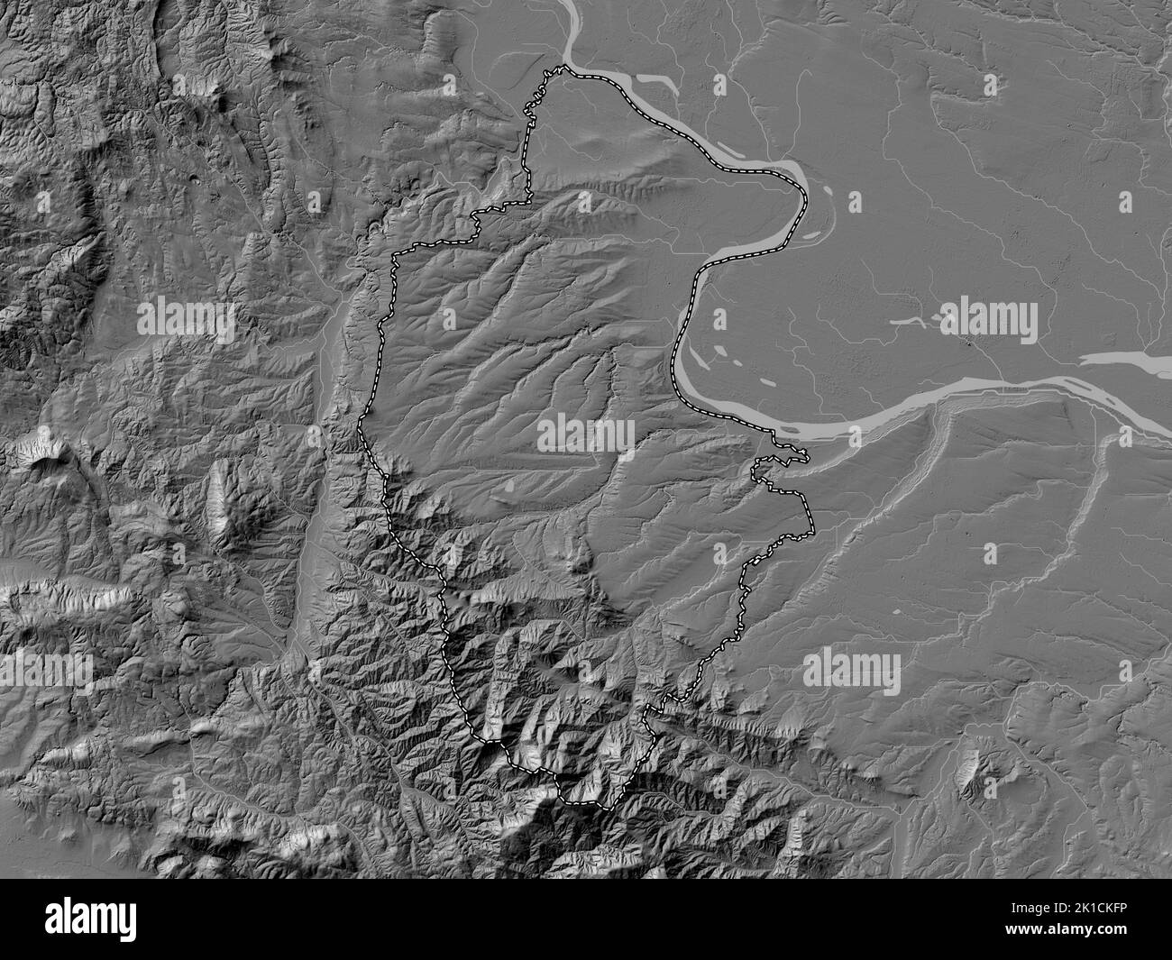 Vidin, province of Bulgaria. Bilevel elevation map with lakes and ...