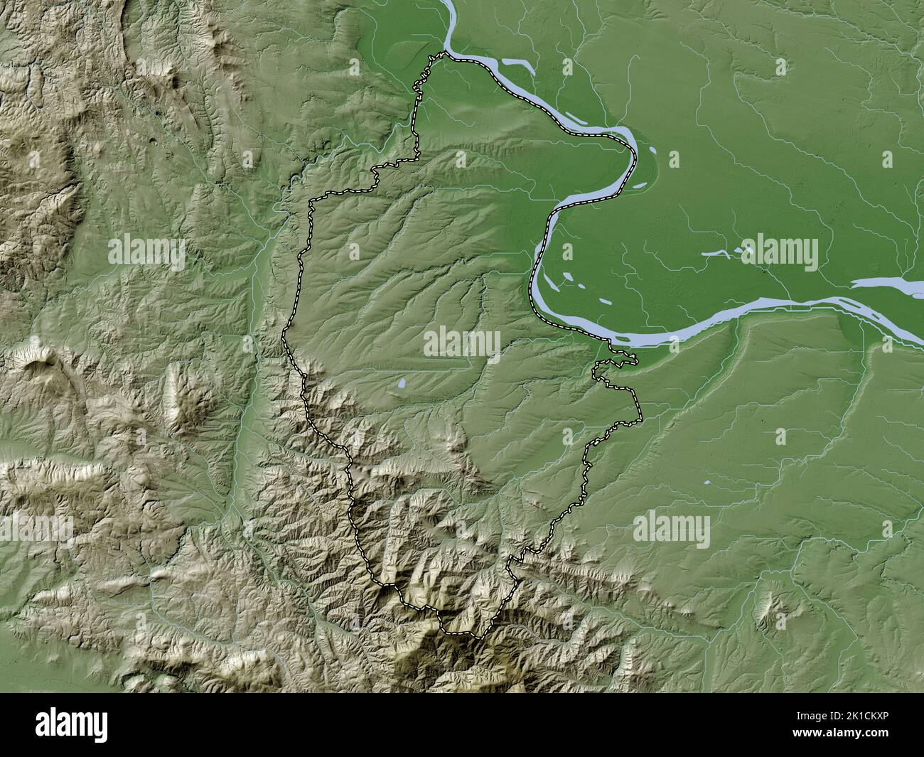 Vidin, province of Bulgaria. Elevation map colored in wiki style with ...