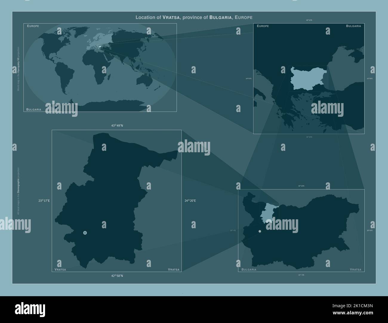 Vratsa, province of Bulgaria. Diagram showing the location of the ...
