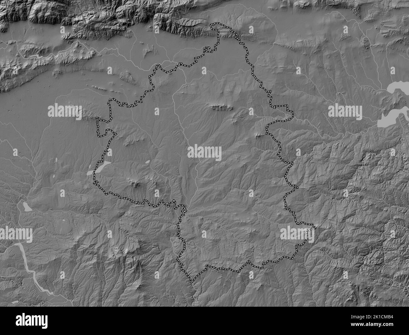 Yambol, province of Bulgaria. Bilevel elevation map with lakes and ...