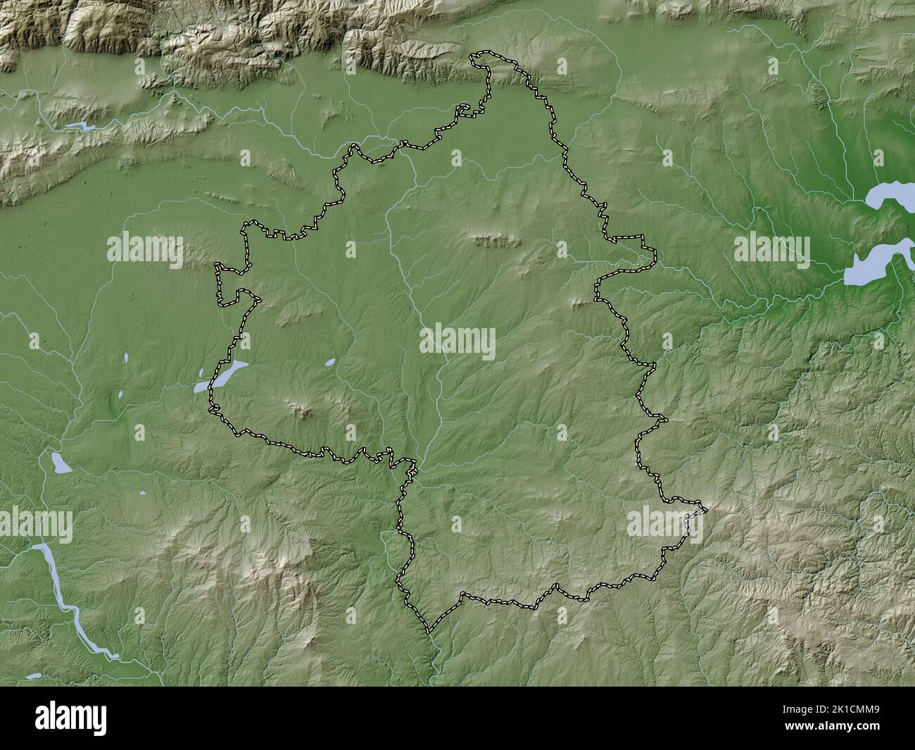 Yambol, province of Bulgaria. Elevation map colored in wiki style with ...