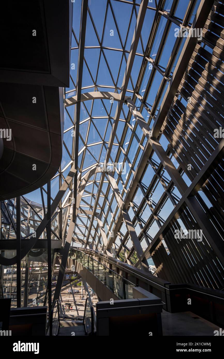 Interior structure of the roof in the Confluence Museum, a science ...