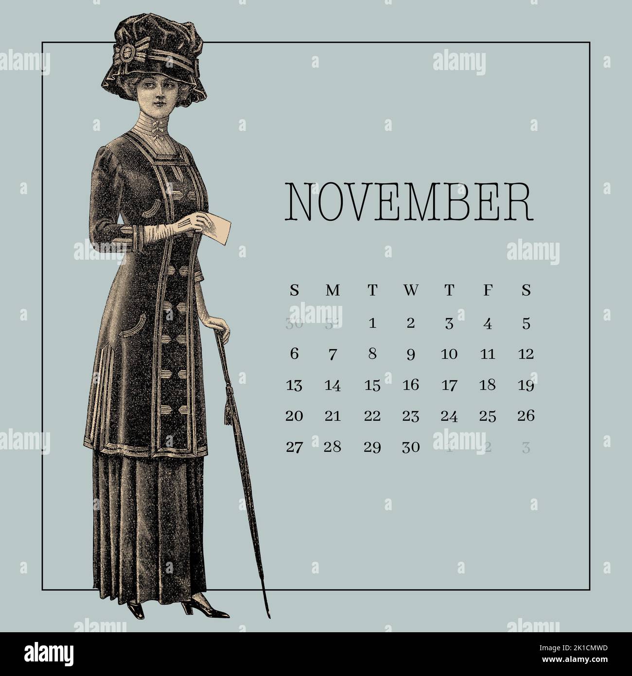 Calendar November template. Vintage victorian fashion design background ...