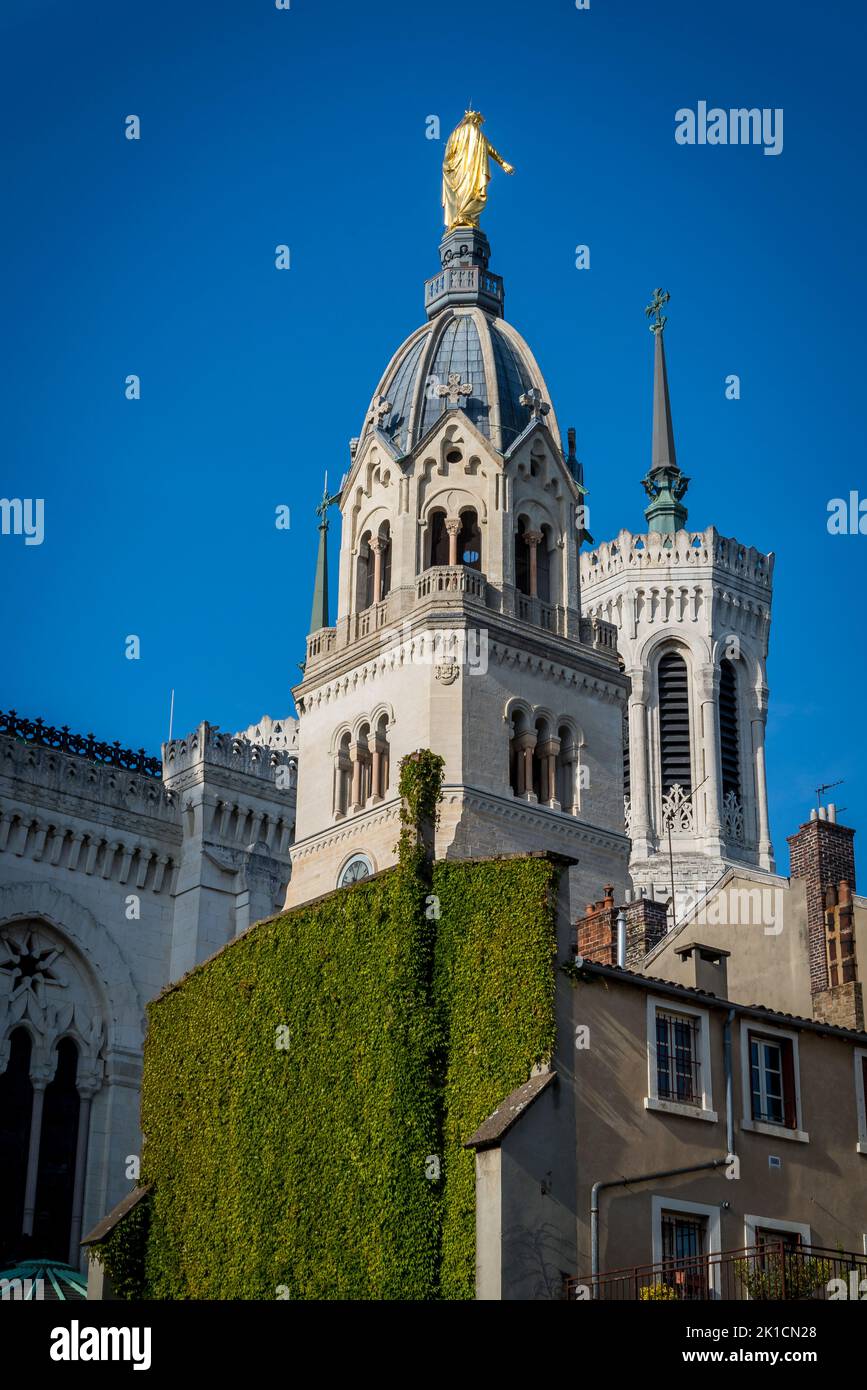 Basilica of Notre-Dame de Fourvière, dedicated to the Virgin Mary ...