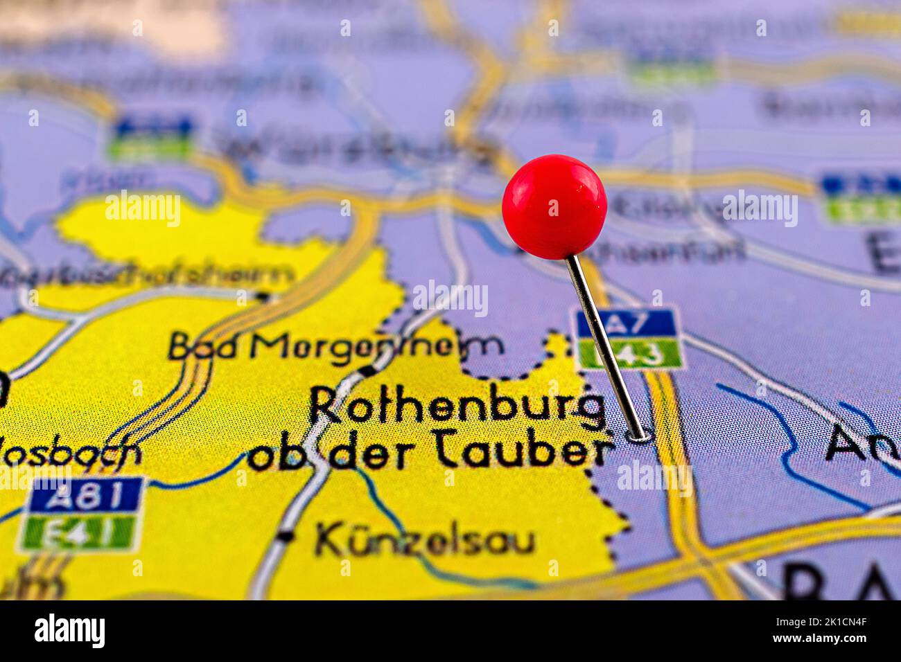 Rothenburg ob der Tauber map. Close up of Rothenburg ob der Taubermap ...