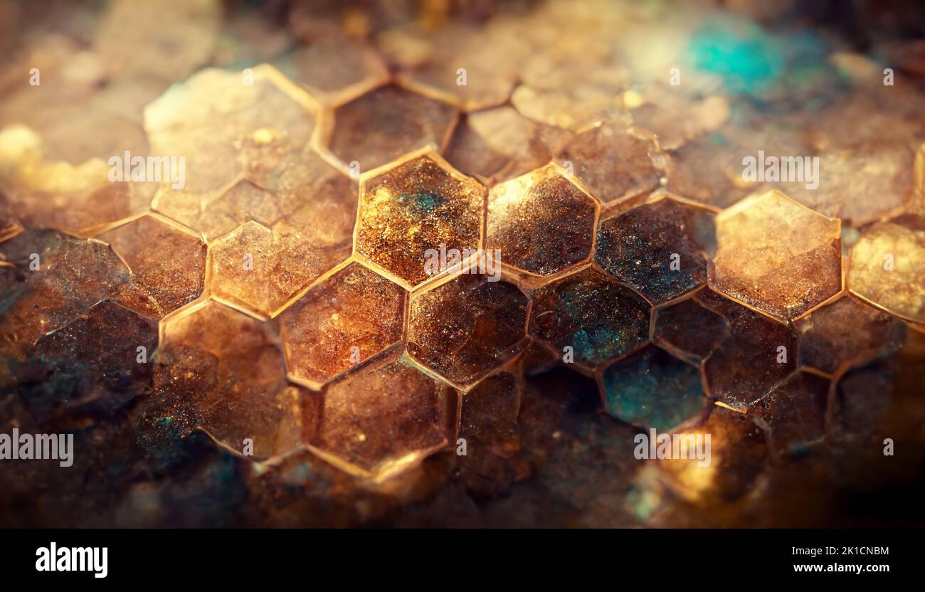 An abstract Meta Steampunk style Honeycomb background illustration with ...