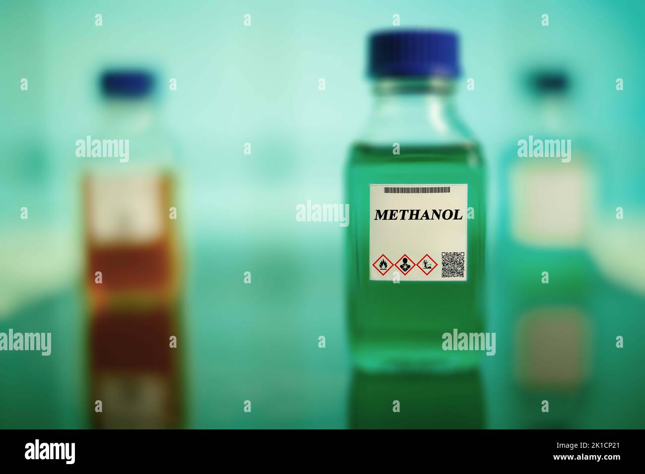 Biofuel in chemical lab in glass bottle Methanol Stock Photo - Alamy