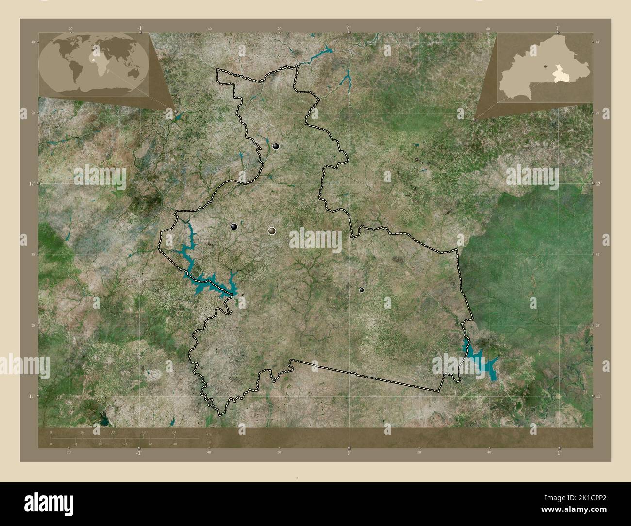 Centre-Est, region of Burkina Faso. High resolution satellite map ...