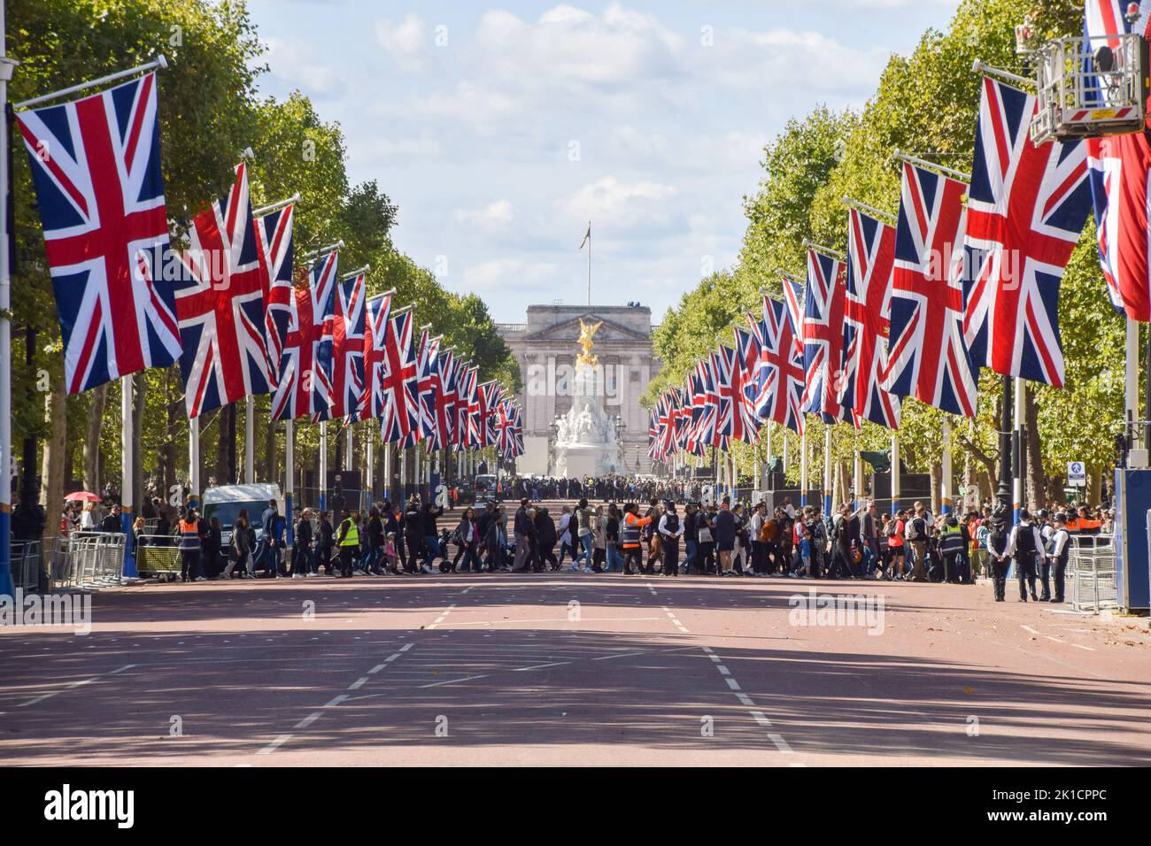 Union jack flags flying half mast hi-res stock photography and images ...