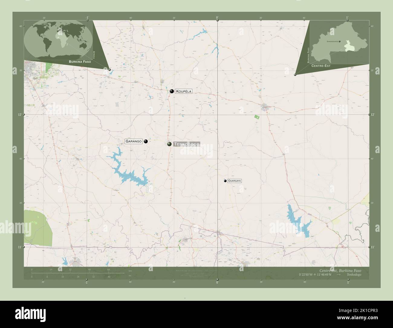 Centre-Est, region of Burkina Faso. Open Street Map. Locations and ...