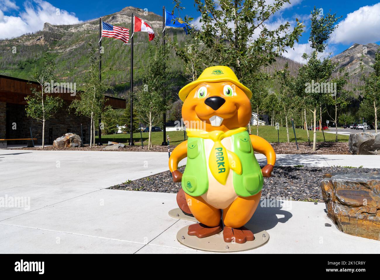 Waterton, Alberta, Canada - July 5, 2022: Parka, the beaver mascot for ...