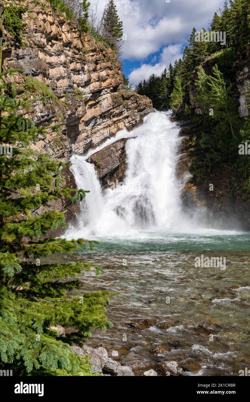 Cameron Falls waterfall - Waterton Lakes National Park Canada Stock ...