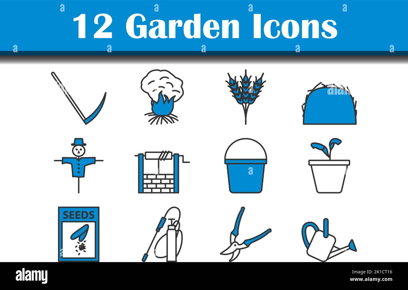 Garden Icon Set. Editable Bold Outline With Color Fill Design. Vector ...
