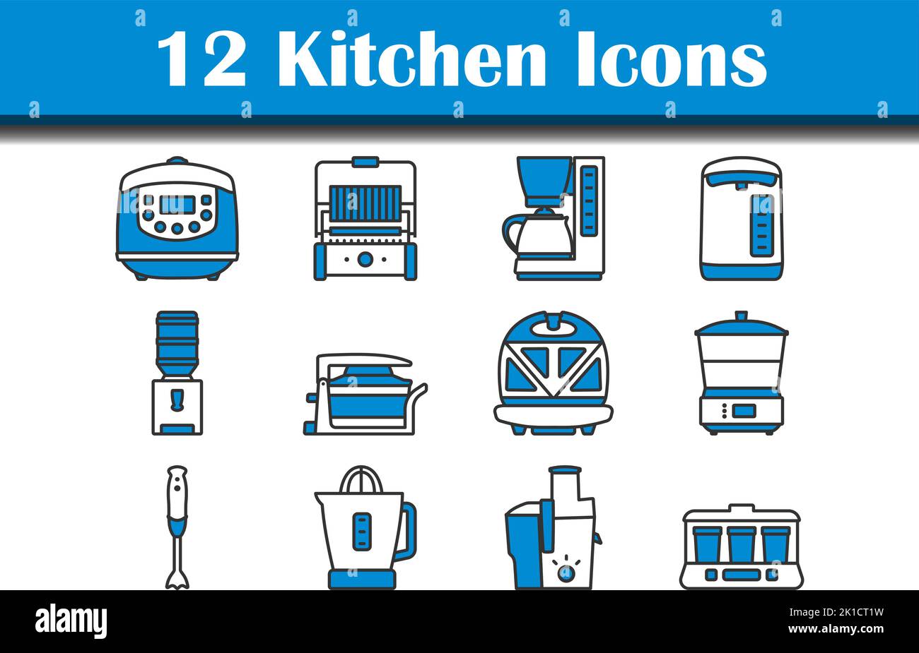 Kitchen Icon Set. Editable Bold Outline With Color Fill Design. Vector ...
