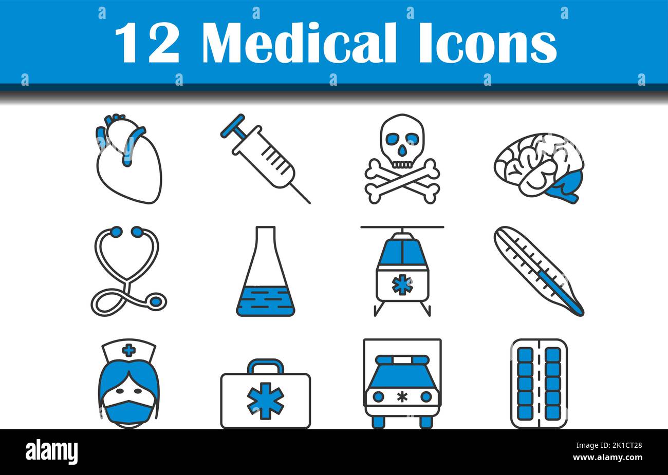 Medical Icon Set. Editable Bold Outline With Color Fill Design. Vector ...