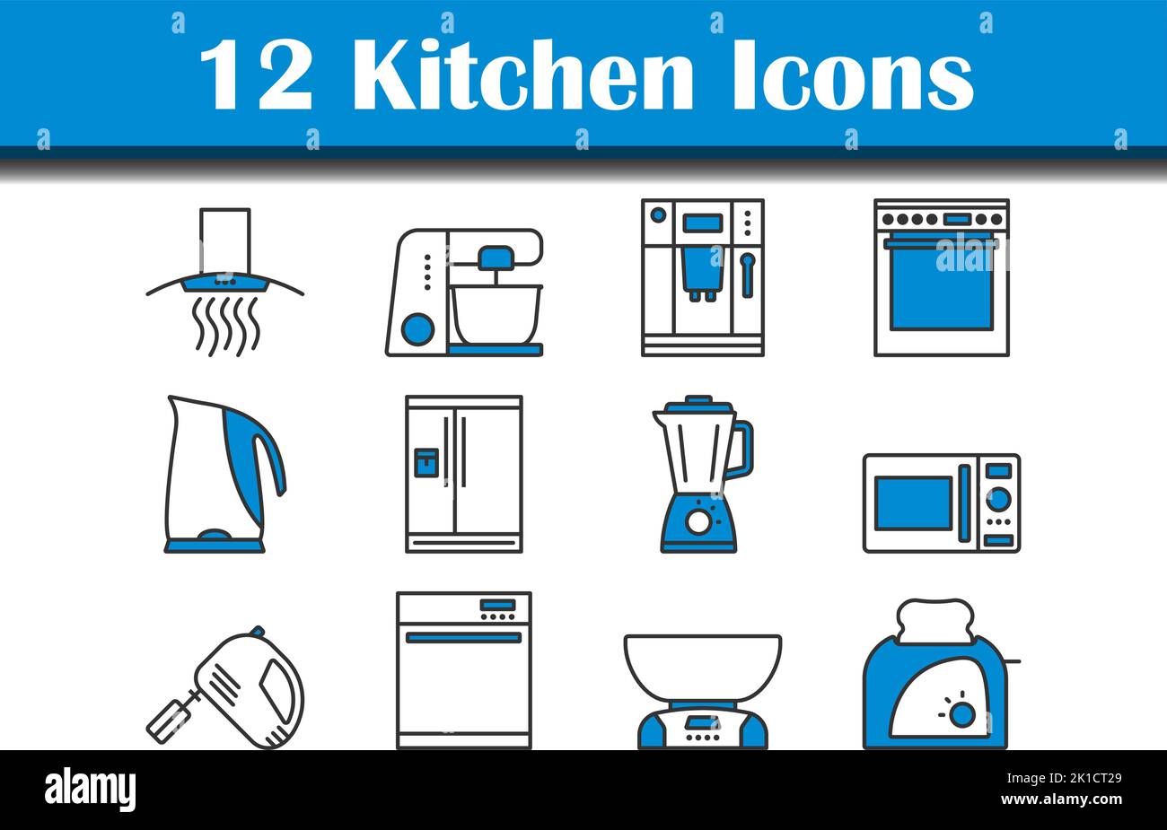 Kitchen Icon Set. Editable Bold Outline With Color Fill Design. Vector Illustration Stock Vector ...