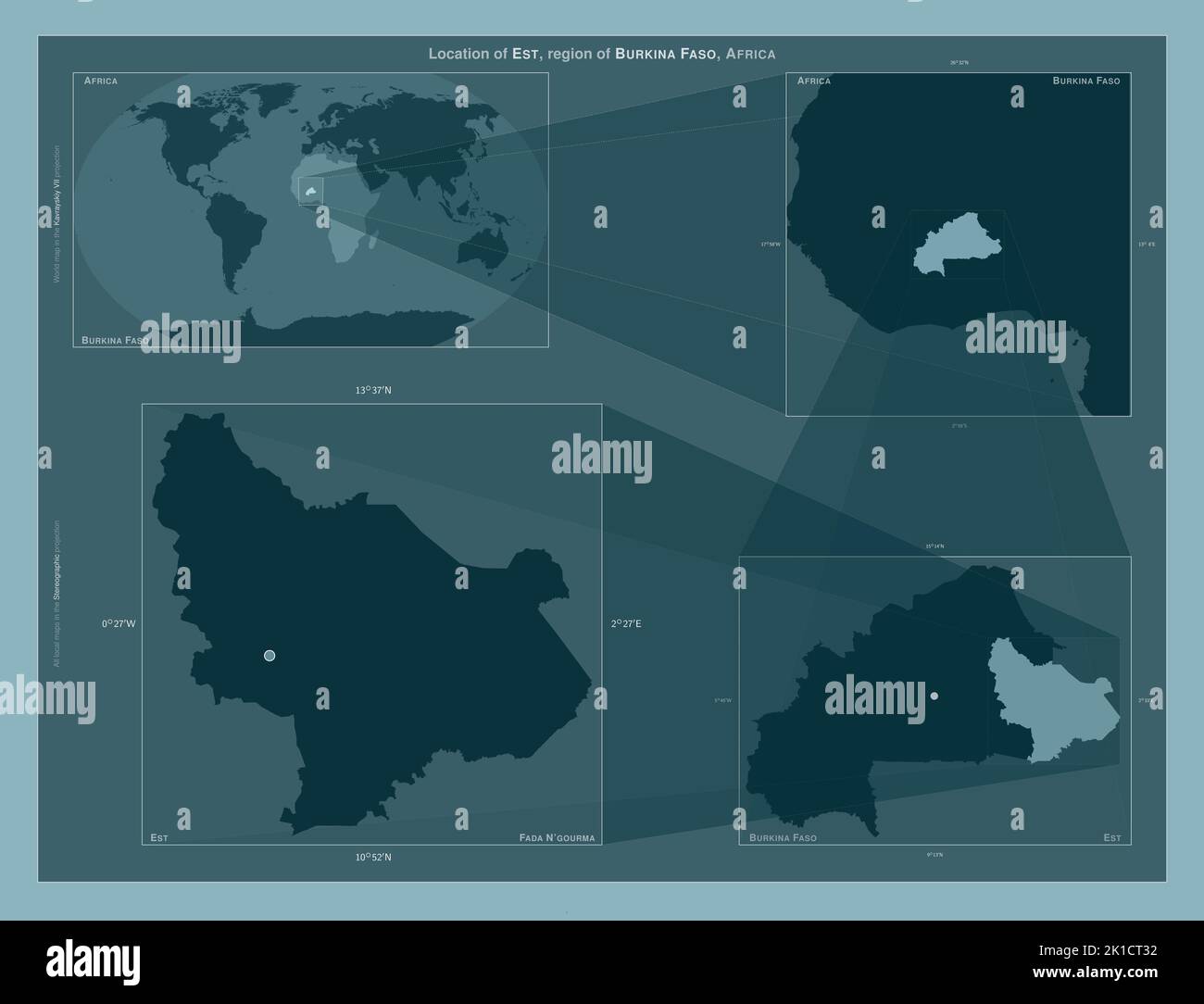 Est, region of Burkina Faso. Diagram showing the location of the region ...