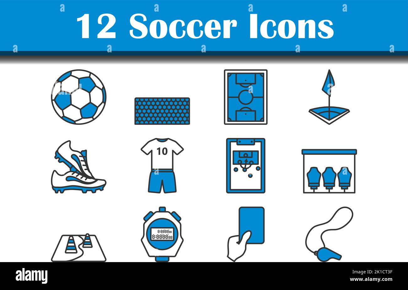 Soccer Icon Set. Editable Bold Outline With Color Fill Design. Vector ...