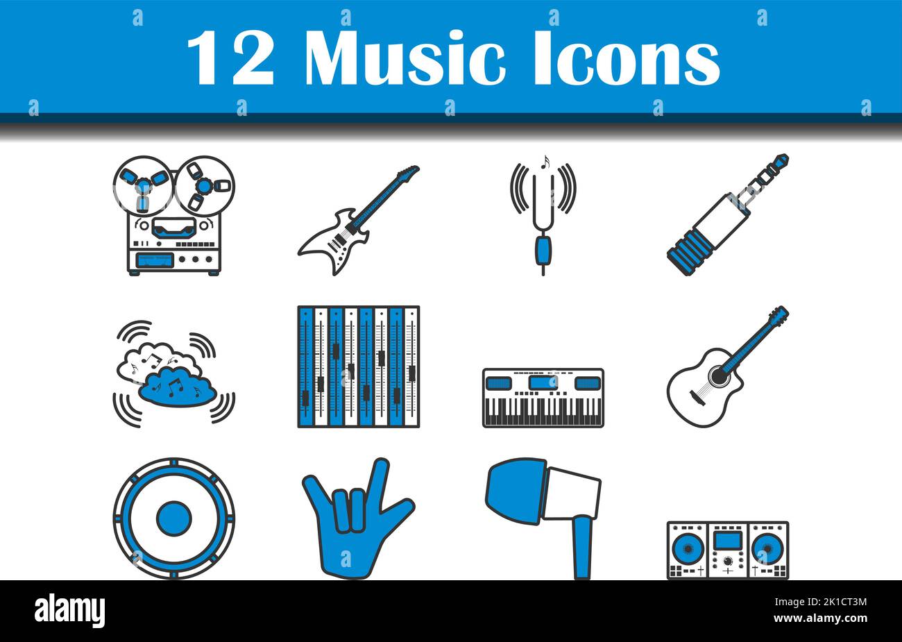 Music Icon Set. Editable Bold Outline With Color Fill Design. Vector ...