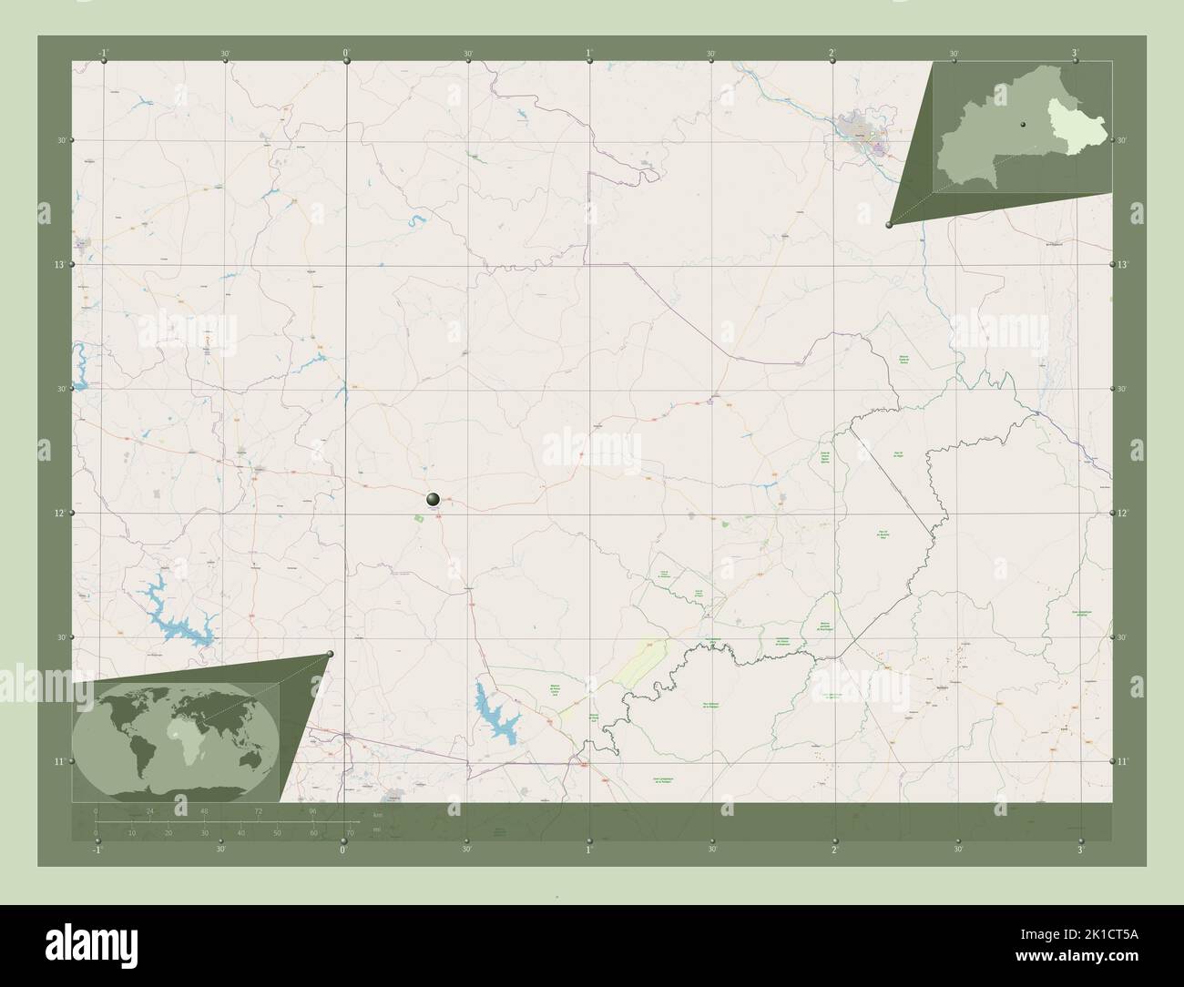 Est, region of Burkina Faso. Open Street Map. Corner auxiliary location ...