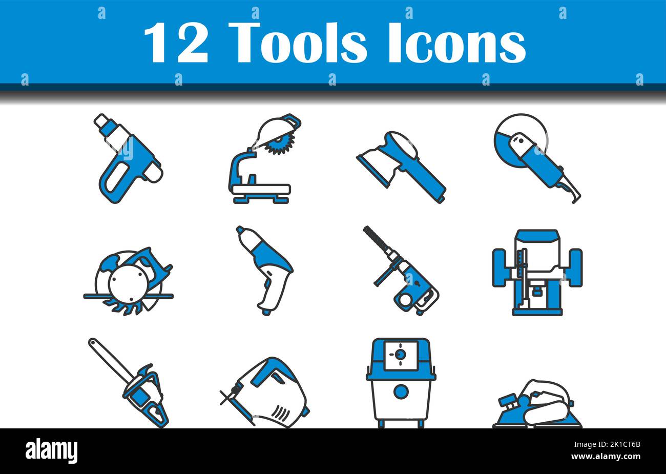 Tools Icon Set. Editable Bold Outline With Color Fill Design. Vector ...