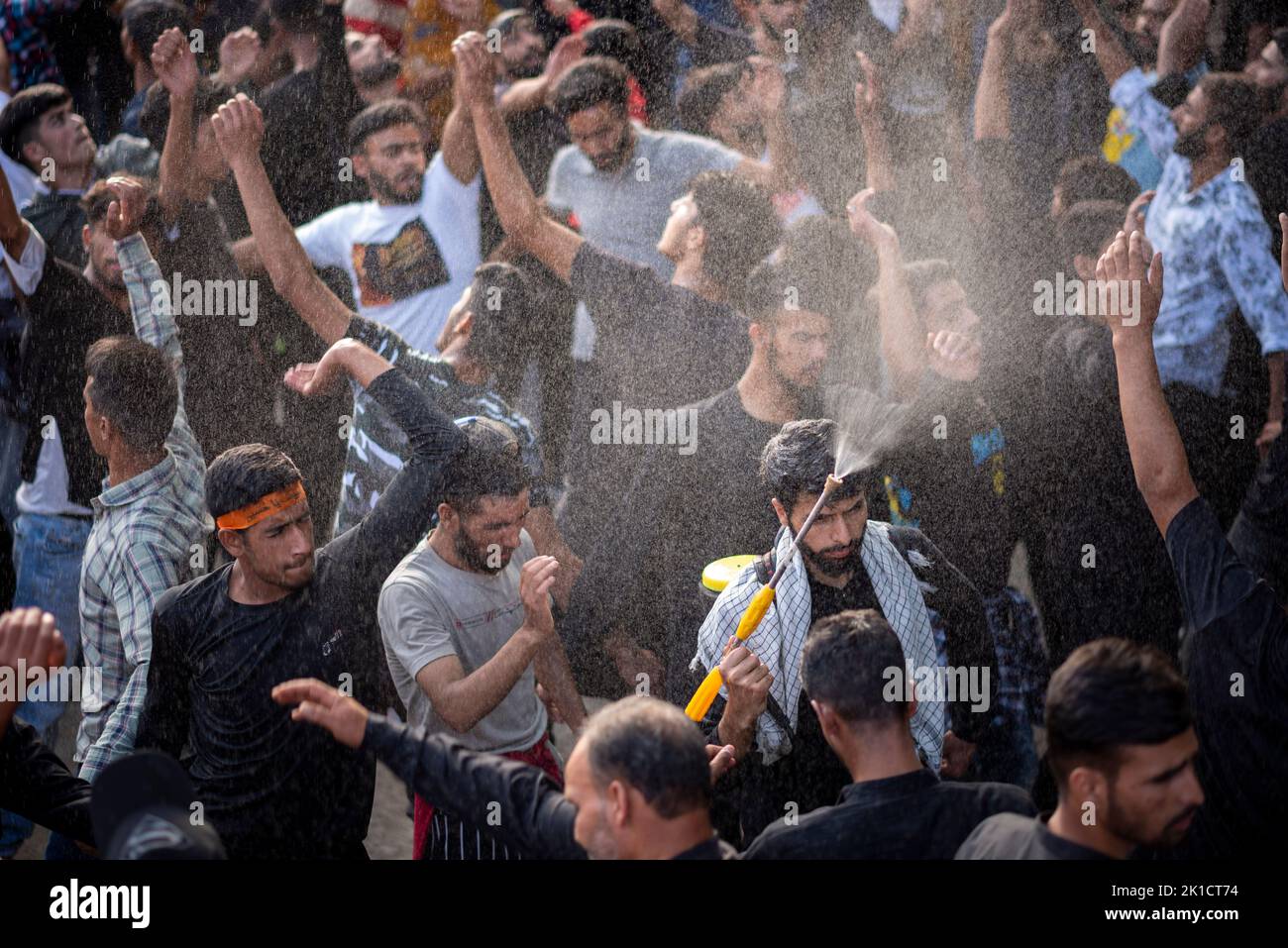 Srinagar, India. 17th Sep, 2022. Shia Muslims beat their chests during ...