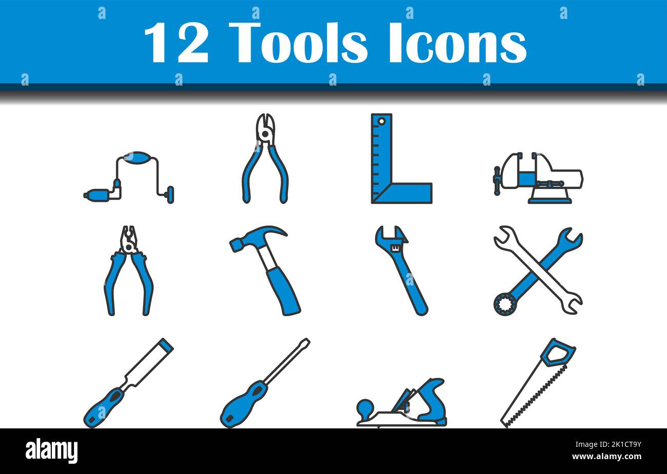 Tools Icon Set. Editable Bold Outline With Color Fill Design. Vector ...