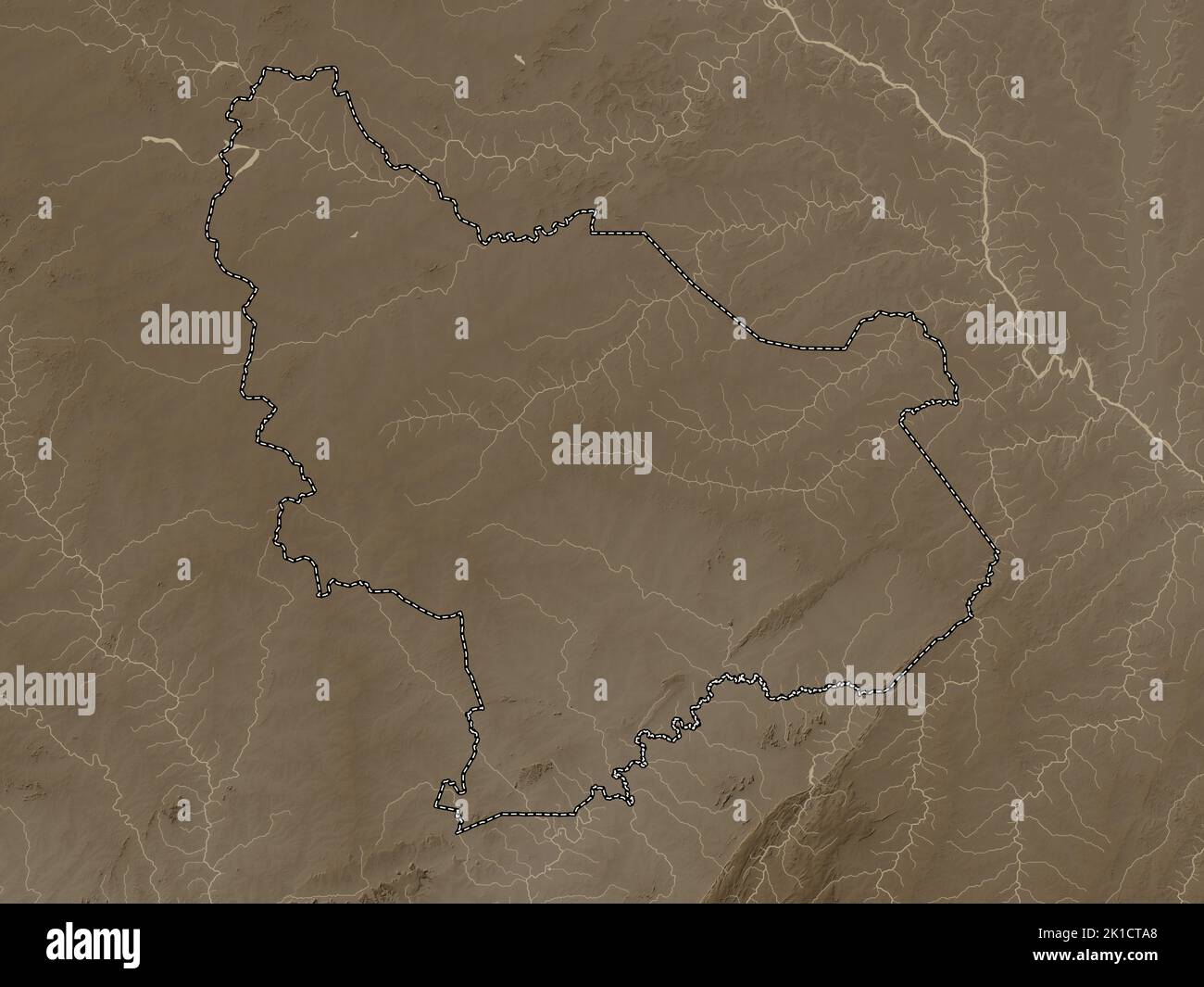 Est, region of Burkina Faso. Elevation map colored in sepia tones with ...