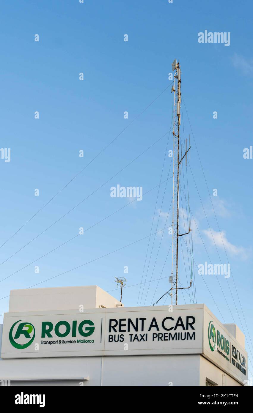 Cala d'Or, Spain; september 10 2022: Sign of the tourist transfer bus ...