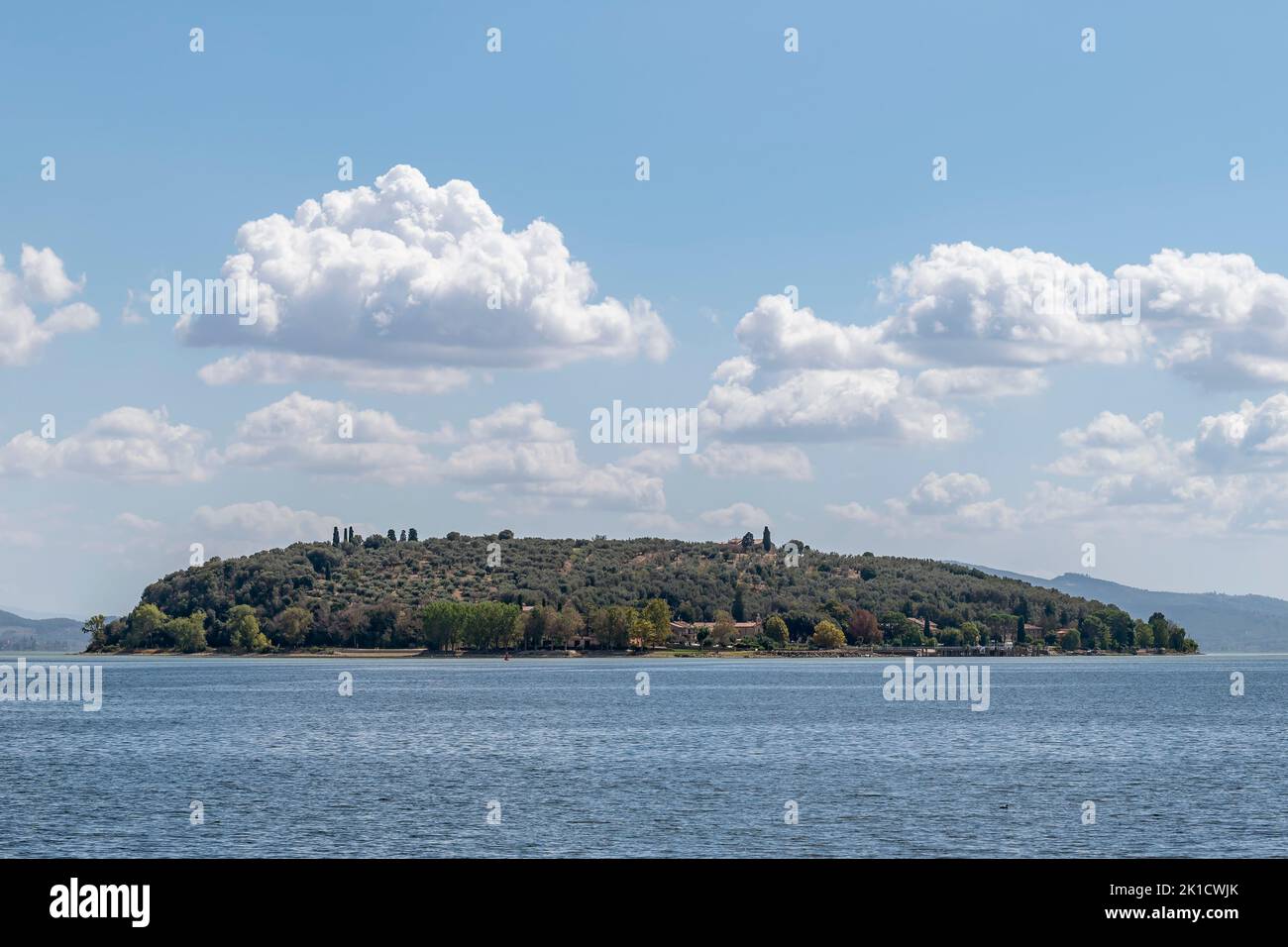 Isola Maggiore island of Lake Trasimeno, viewed from Tuoro sul ...