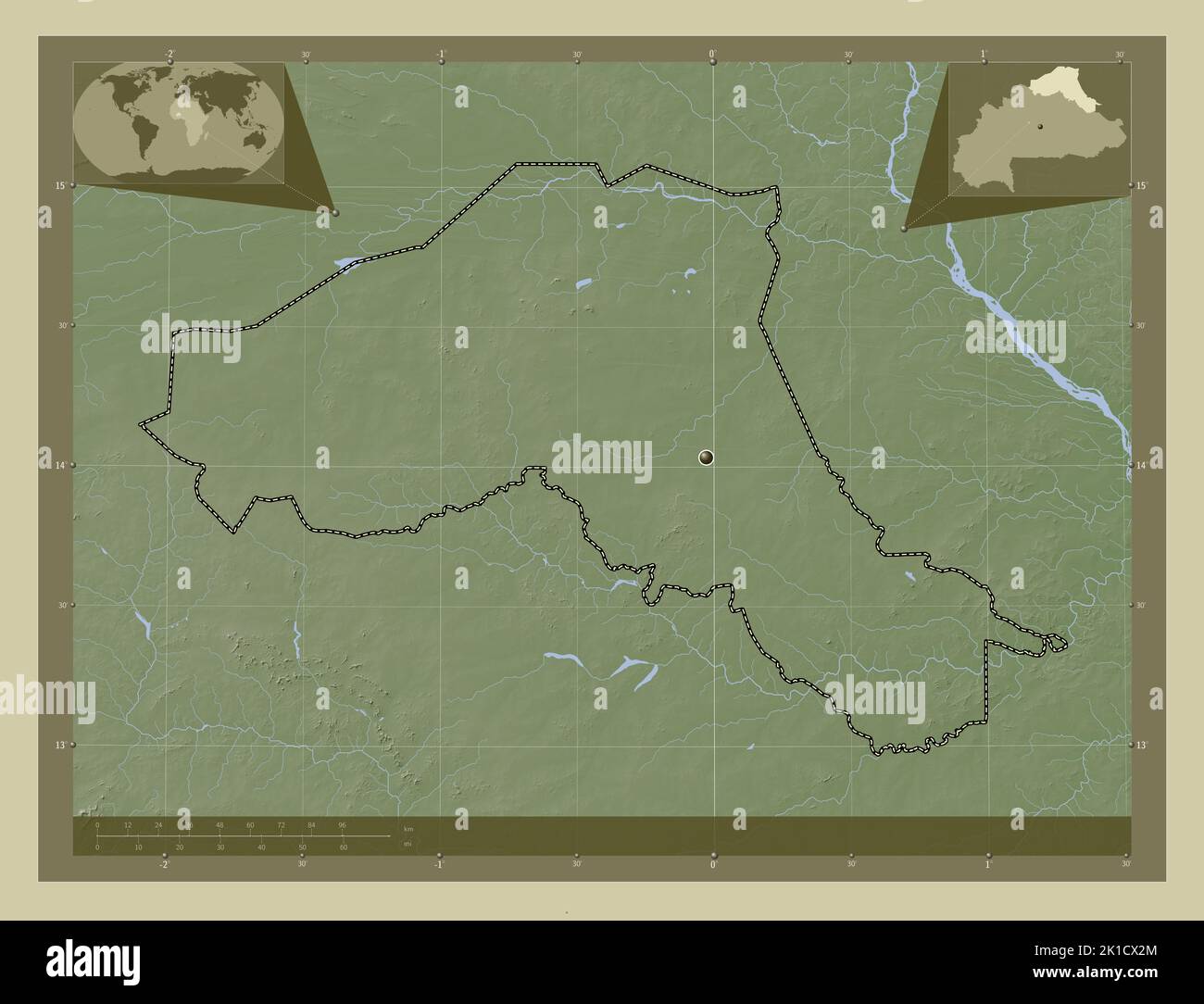 Sahel, region of Burkina Faso. Elevation map colored in wiki style with ...