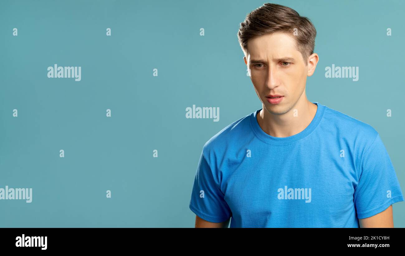 Sad man. Lost achievement. Psychology support. Depressed emotion. Upset ...